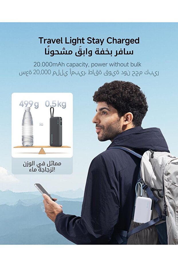 Cuktech CP25 Power Bank, 20000mAh 55W Portable Travel Charger Built-in ...