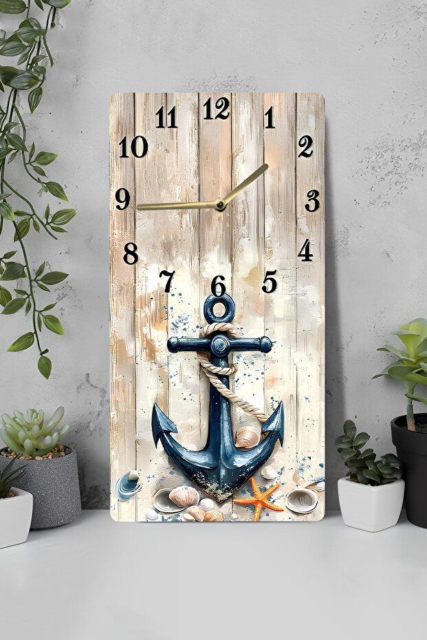 kutuTR 3D Görünümlü 2D UV Baskı MDF Tablo Saat 20x40 cm – Deniz Çapası ...