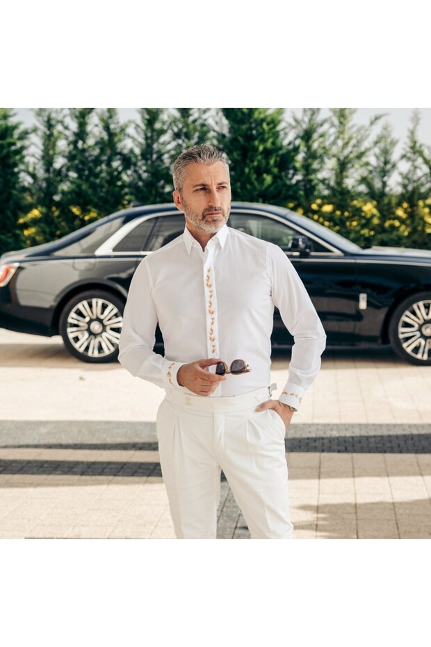 Merer Cămașă tradițională - Croială slim fit cu spic de grâu- Trendyol