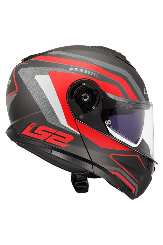 LS2 Strobe 2 Phantom Mat Tıtanıum-Gri-Kırmızı Çene Açılır Motosiklet ...
