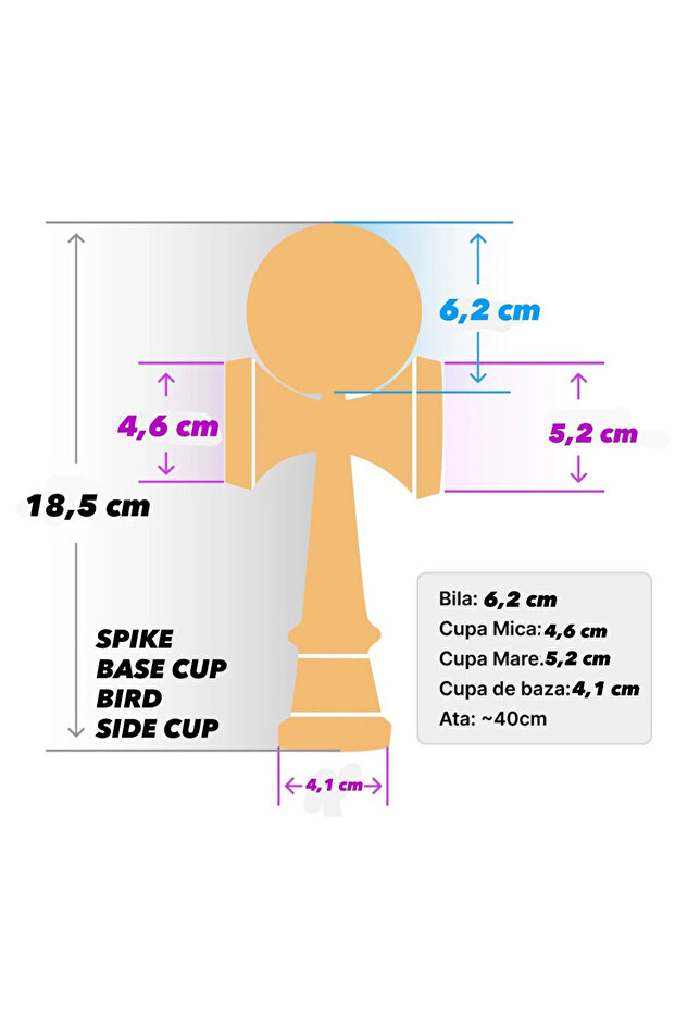 Kendama Europe Kendama Record Blue, Base cup, large cups 18.5 cm + gift ...