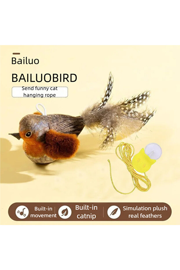 Choice GRAY Interactive Cat Toy Electric Simulation Bird With Chirping ...