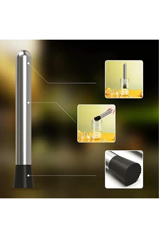 Nirnisa Paslanmaz Çelik Buz Kırma Ezme Çubuğu Mojito Kokteyl Yapma ...