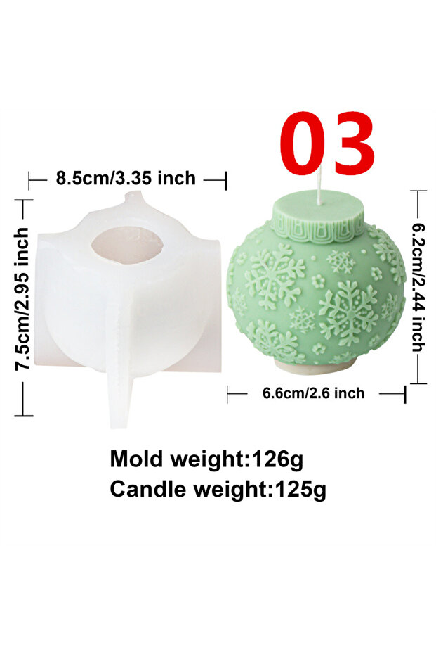 Choice Mold 03 Christmas Bell Ball Silicone Candle Mold Snowflake Elk ...