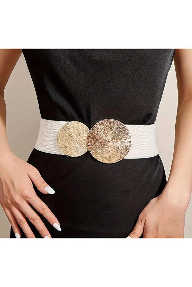 Desre Moda Gold Buckle Elastic Belt Dress Belt Coat Belt Women's Belt ...