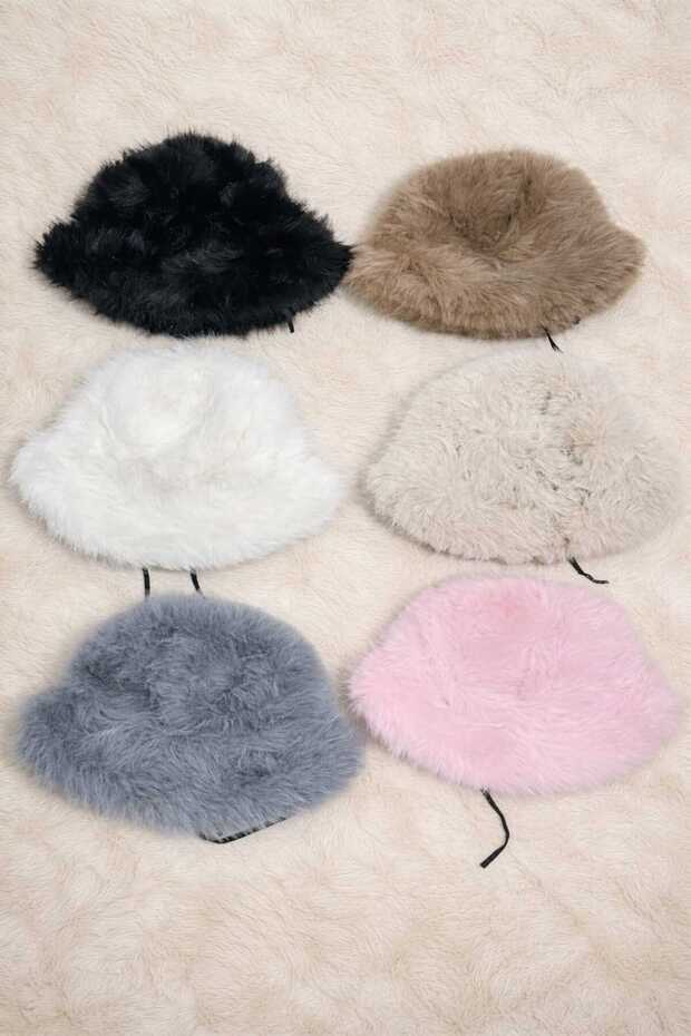 ANBLYs COLLECTION PELUŞ TÜYLÜ YARIM KALPAK MOĞOL KADIN ŞAPKA - Fiyatı ...