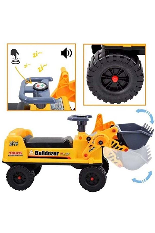 Generic Bulldozer toy balance bike, role-playing ride-on tractor, large ...