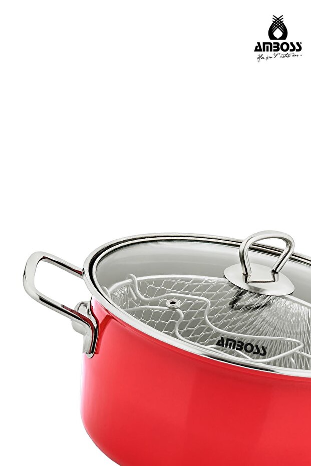 Amboss Crispella 22 Cm Cam Kapaklı Emaye Kızartma Tenceresi - Fiyatı ...