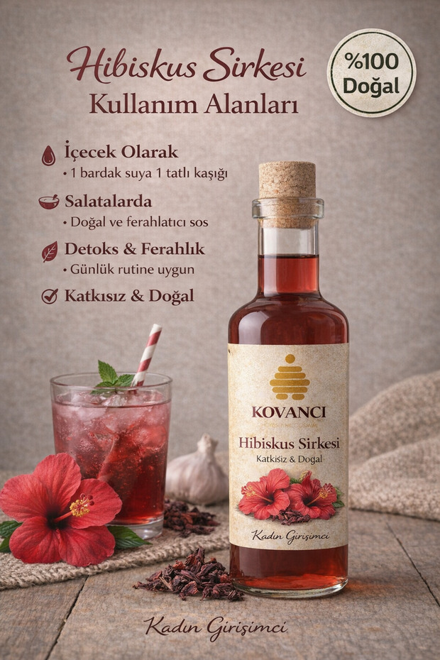 KOVANCI GIDA Hibiskus Sirkesi Katkısız & Doğal Fermenete 500 ml ...