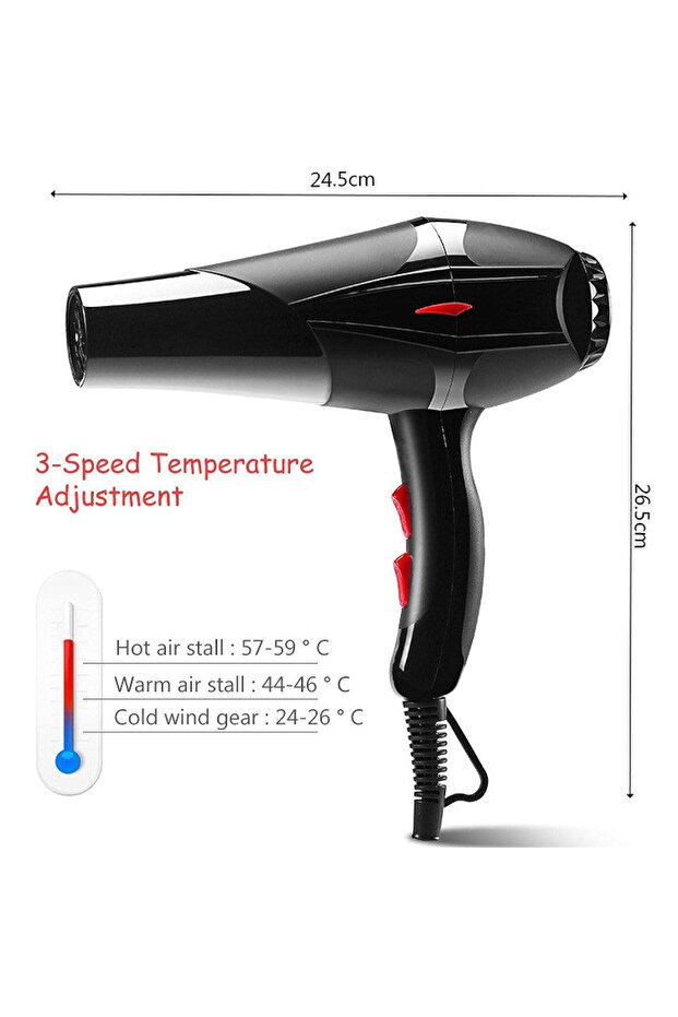 Generic 1500W Professional Hair Dryer, Hot & Cold Air, 2 Speed ...