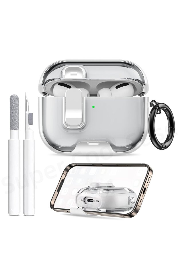 Choice جراب حماية أبيض لسماعات AirPods Pro 3 مع قلم، إصدار 2025، مزود ...