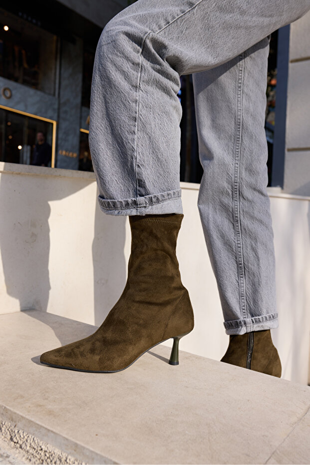 ANGELİNA JONES Γυναικείες μπότες SAVELLA ΧΑΚΙ ΣΟΥΕΤ STREC OKÇELİ- Trendyol