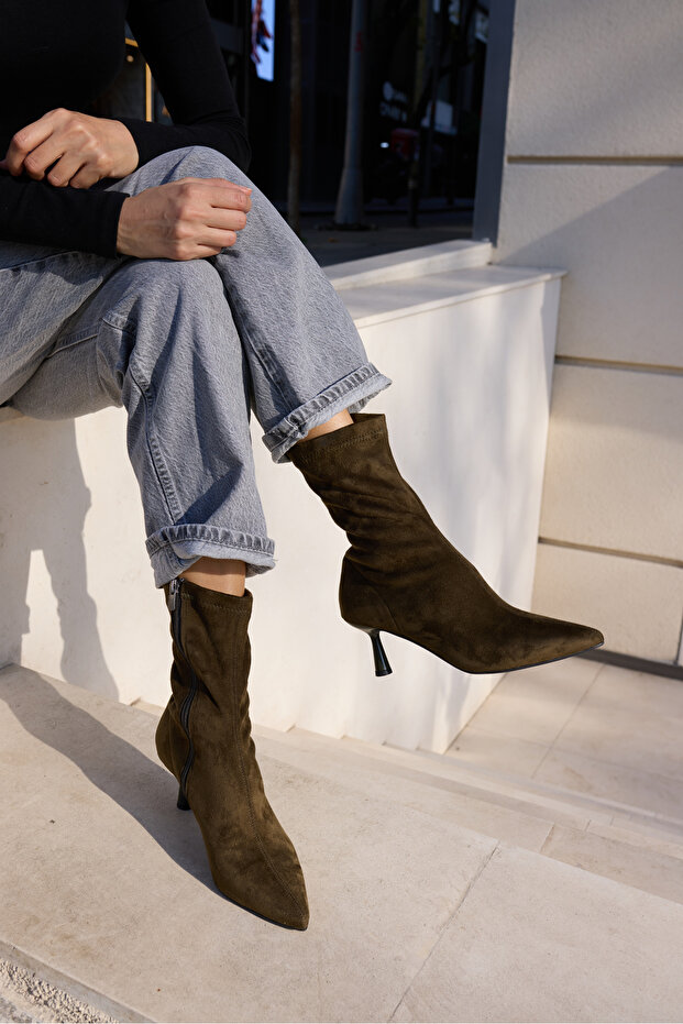 ANGELİNA JONES Γυναικείες μπότες SAVELLA ΧΑΚΙ ΣΟΥΕΤ STREC OKÇELİ- Trendyol