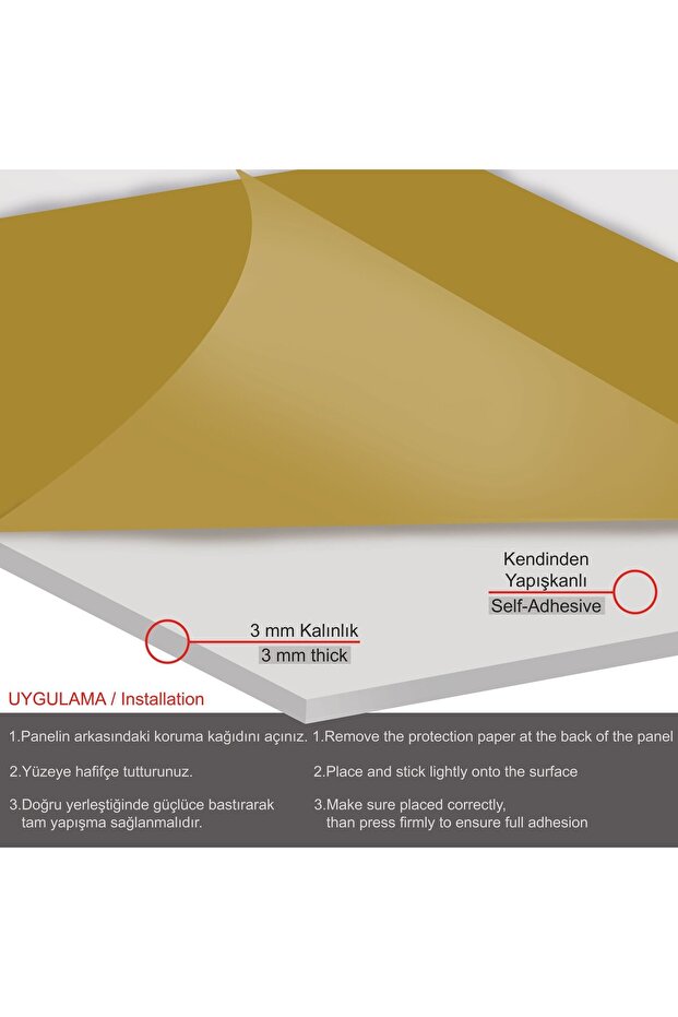 Tink Kendinden Yapışkanlı 3D Duvar Paneli Boyanabilir Dekota 60x60 cm ...
