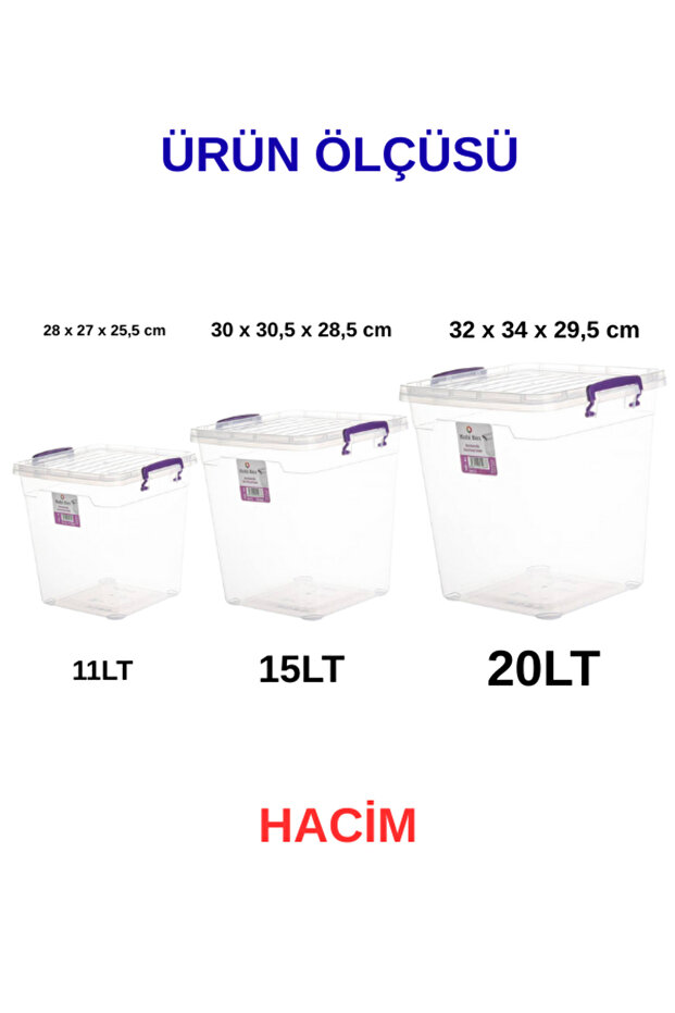 lotusbox 3’lü Dikey Erzak Saklama Kabı Seti 11+15+20 L – Kapaklı Çok ...