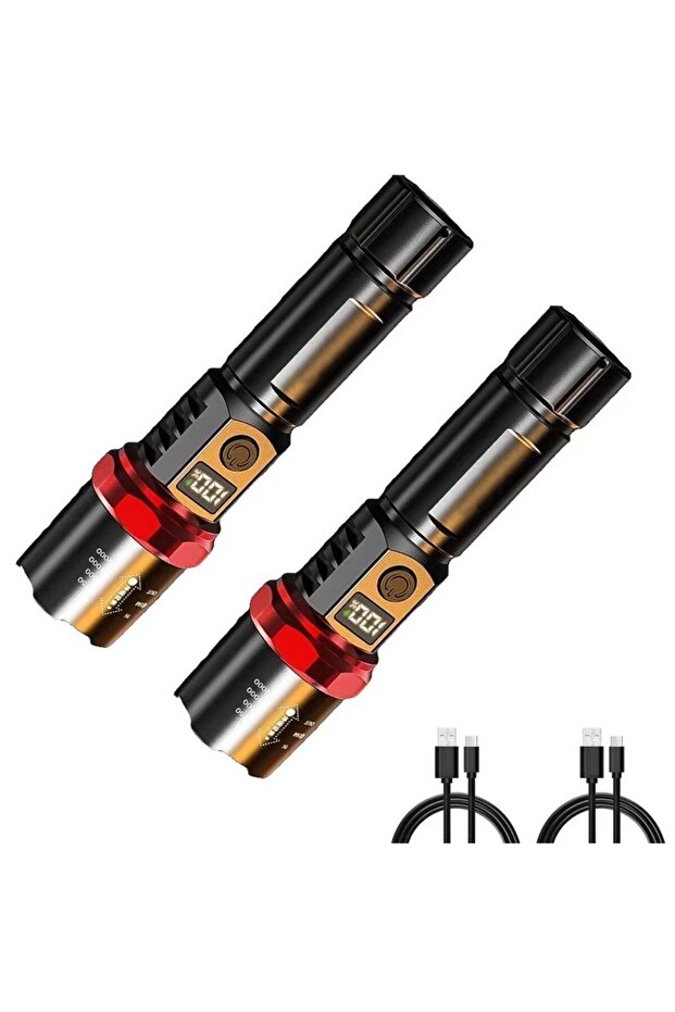 Heinast A-2PCS 1000LM Powerful LED Flashlight Display TYPE-C ...