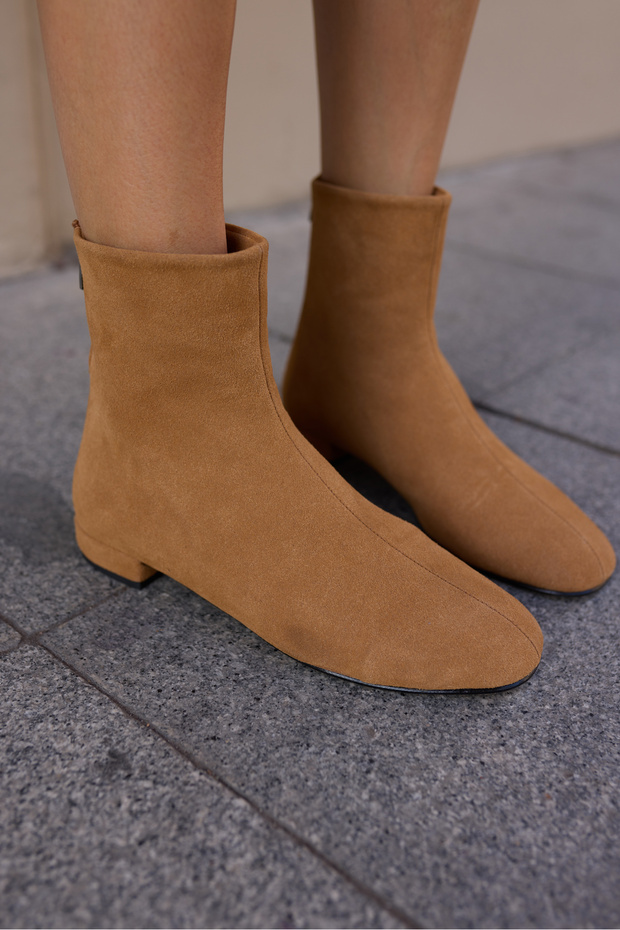 ANGELİNA JONES CORSİA KADİN TABA SUET PANTOLON PAÇA ARKA FERMUAR BOT ...