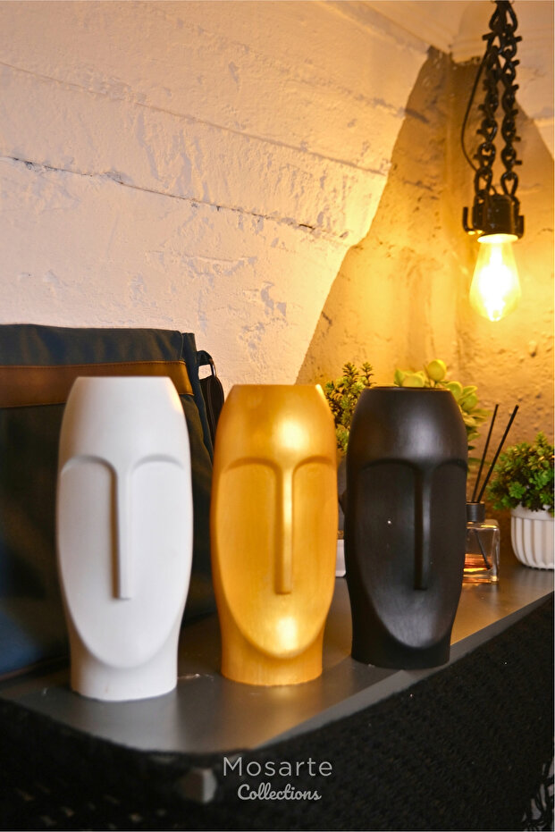 Mosarte Stoneface Series Minimalist Soyut Yüz Vazo / Heykel – Modern ...