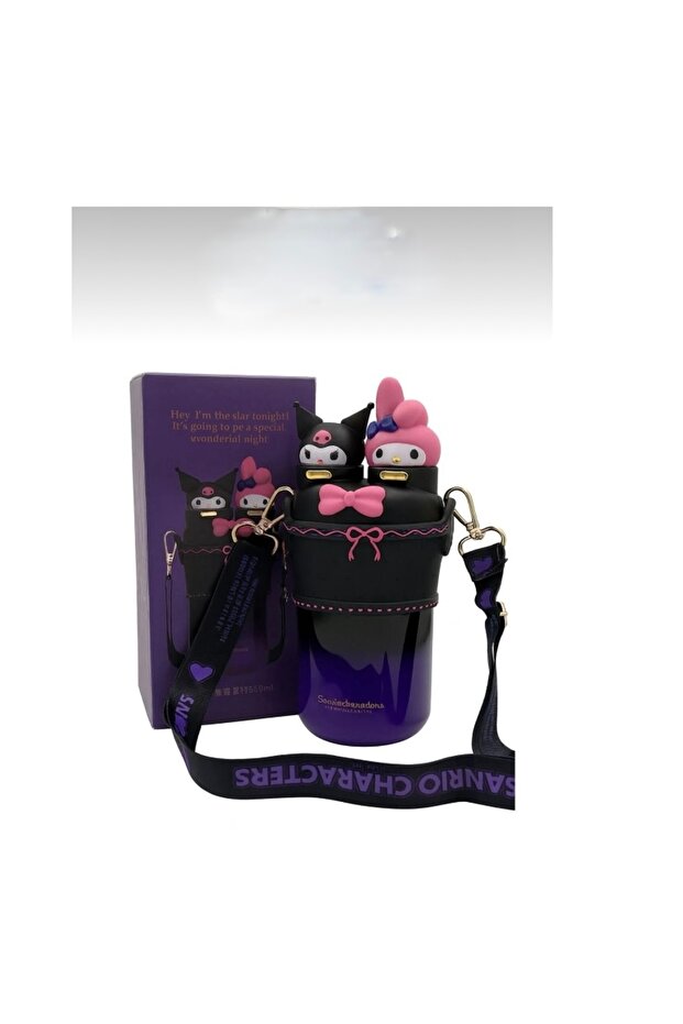 İnci Lisanslı Kuromi / My Melody Figürlü 2 Kapaklı Çelik Matara Askılı ...