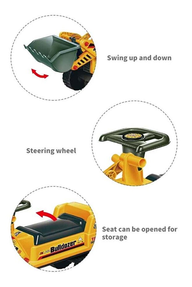 Generic Bulldozer toy balance bike, role-playing ride-on tractor, large ...