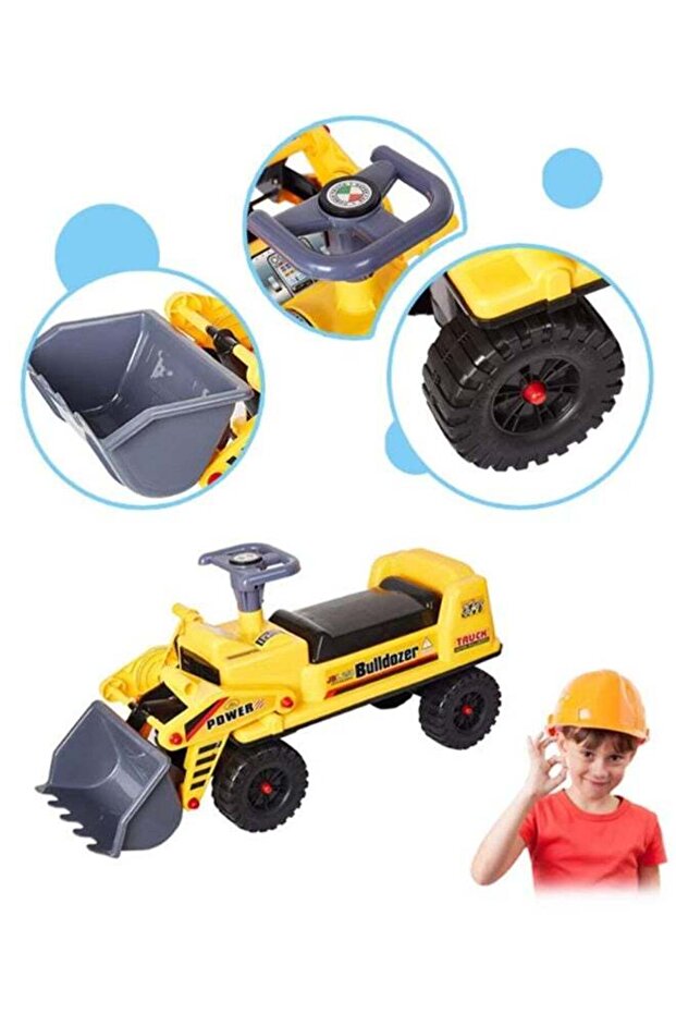 Generic Bulldozer toy balance bike, role-playing ride-on tractor, large ...