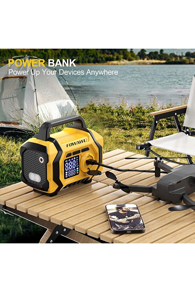 FOWAWU 6000A 26800mAh Jump Starter with Air Compressor,Car Battery ...