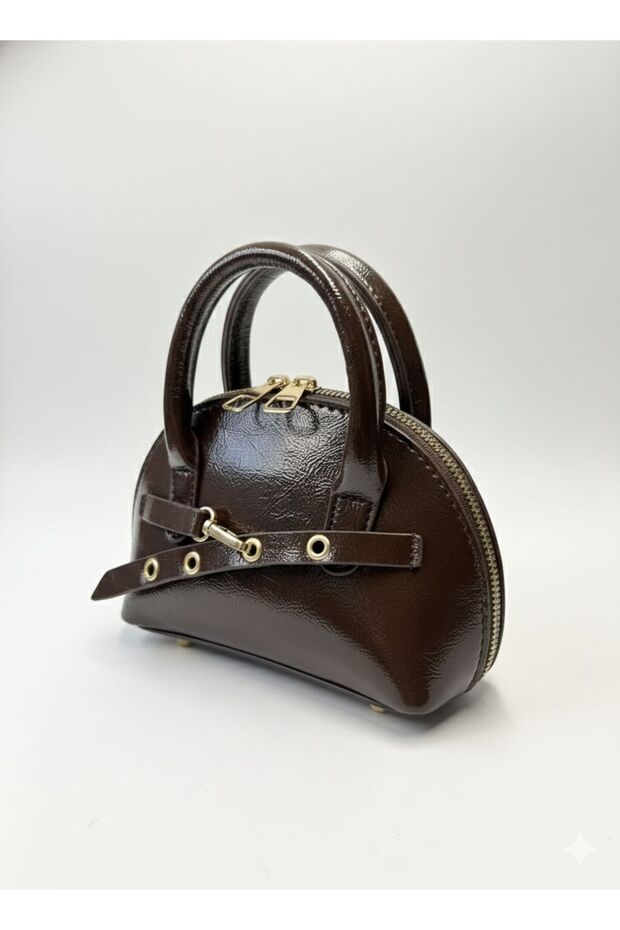 Zealous kahverengi fermuarlı oval mini el ve omuz çantası - Fiyatı ...