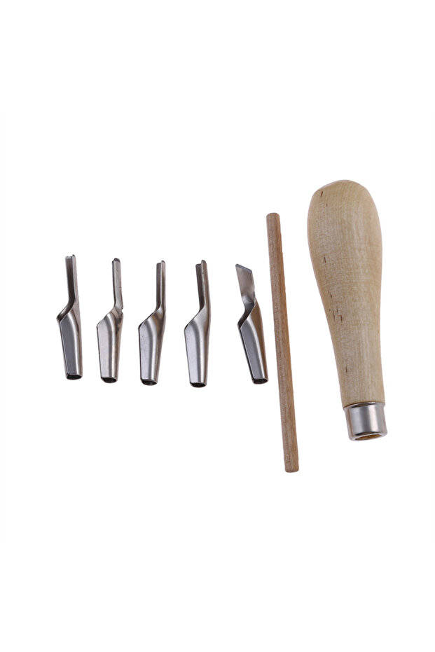 Choice wooden Lino Block Cutting Stamp Carving Tools With 5 Blade Wood ...