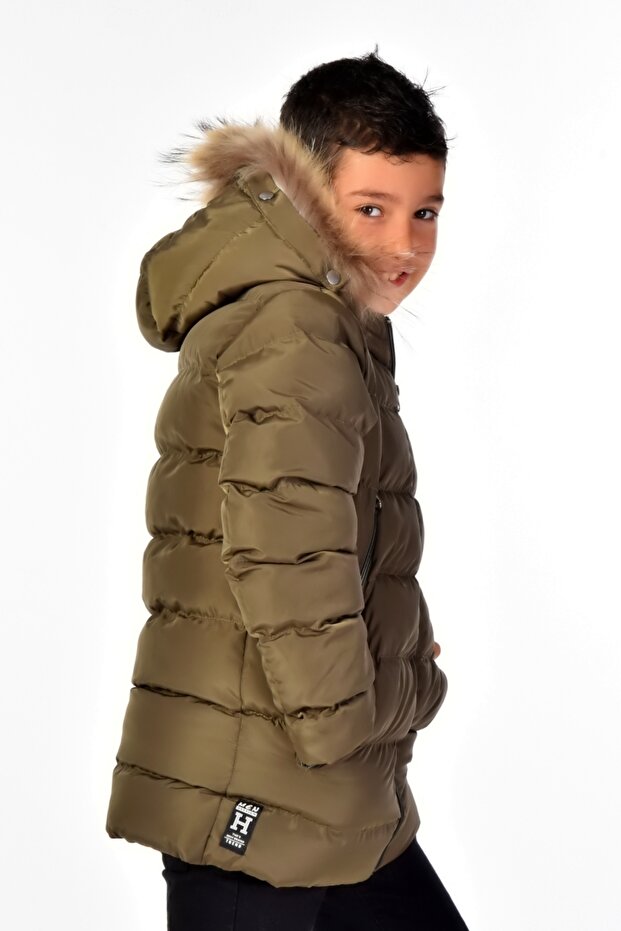 Benittokids Palton pentru băiat din blană naturală 512480- Trendyol