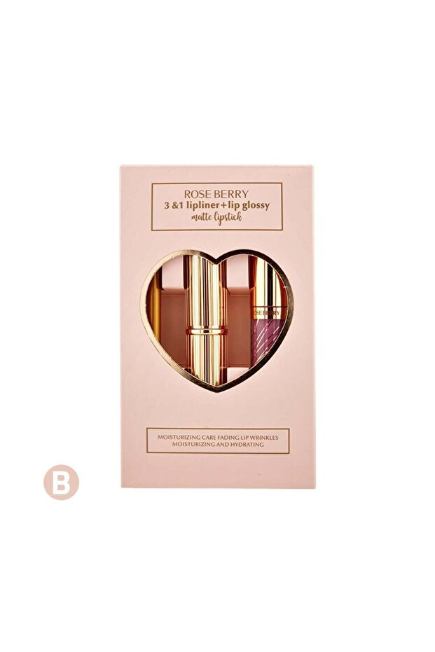 ROSE BERRY 3-in-1 Complete Lip Kit (Lipliner + Lip Glossy + Matte ...