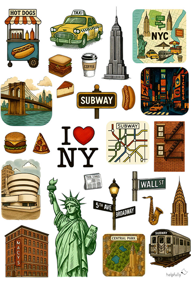 Limitless Design NYC Sticker Seti 30x22 cm – New York Şehir a (I Love ...