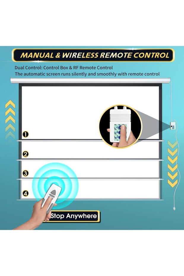 Generic 100'' Electric Projection Screen, Motorized Pull Down Projector ...