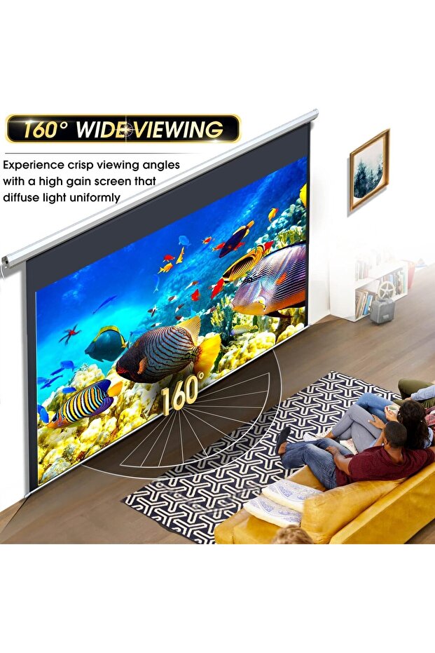Generic 100'' Electric Projection Screen, Motorized Pull Down Projector ...