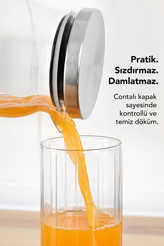 Meleni Home 1,8 Litre Borosilikat Cam Sürahi - Contalı Paslanmaz Çelik ...