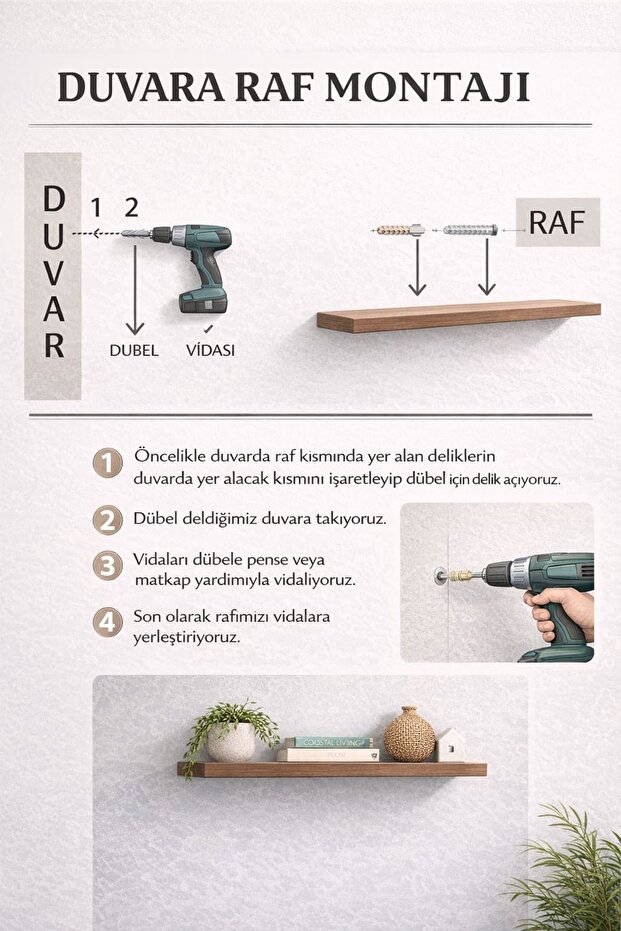 ADIM EBATLAMA Barok Uçan Duvar Rafı 3lü Set Gizli Raf 15cm x 50cm ...