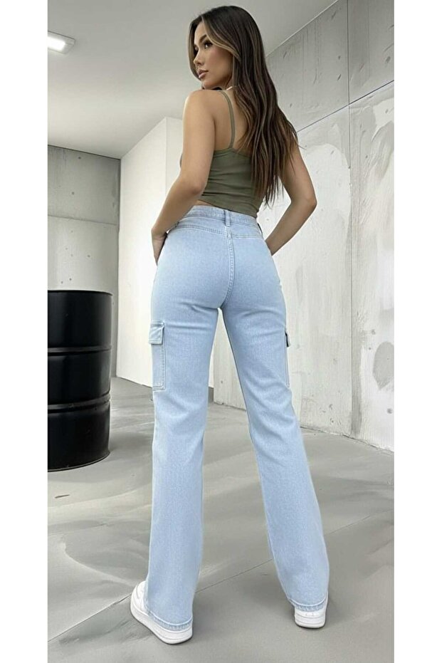 NWC Γυναικείο Baby Blue Cargo χωρίς πίσω τσέπες, εξαιρετικά ψηλόμεσο ...