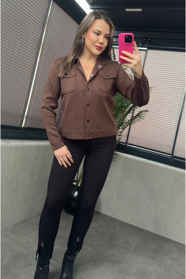 MİR STORE Siyah Çıtçıt Düğmeli Kahverengi Merserize Hırka - Fiyatı ...