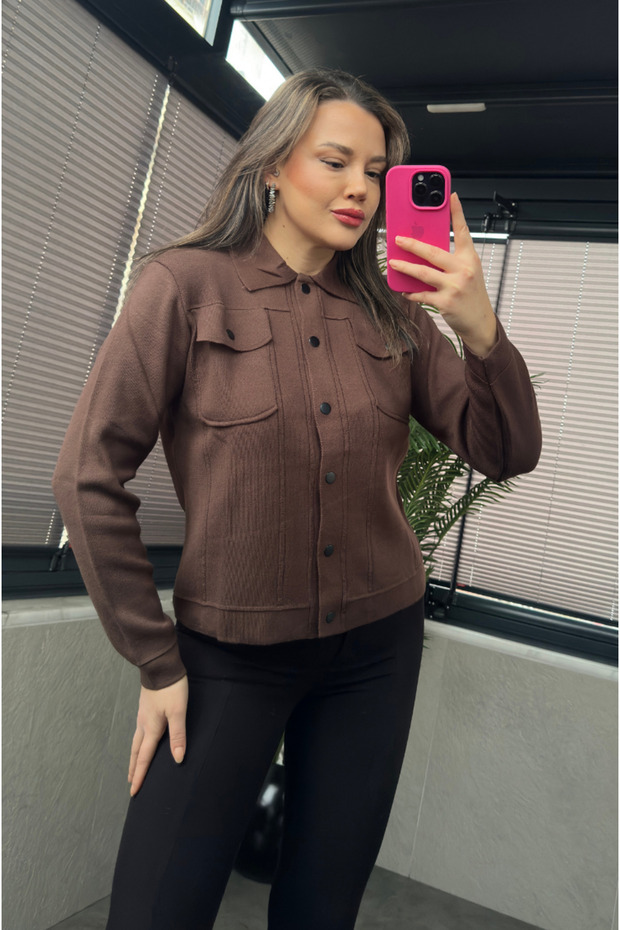 MİR STORE Siyah Çıtçıt Düğmeli Kahverengi Merserize Hırka - Fiyatı ...