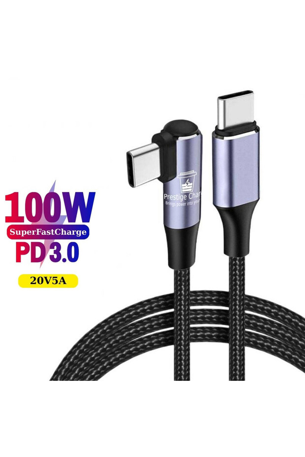 PRESTIGE CHARGE Cablu USB-C la USB-C 100W PD3.0, Date si Incarcare, Cap ...
