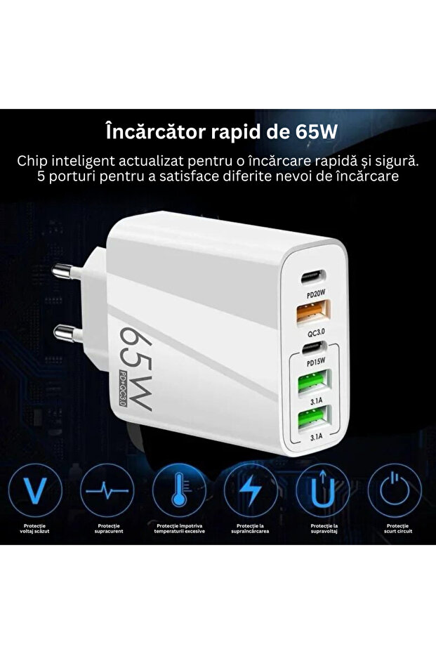 PRESTIGE CHARGE 5 Ports Network Charger, Total 65W Fast Charge, 2 x USB ...