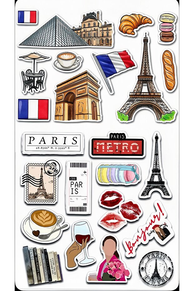 Limitless Design Paris Sticker Seti 30x22 cm – Eyfel Kulesi, Fransız ...