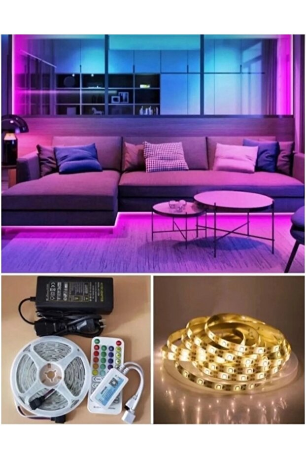 Cata LED STRİP Renkli Şerit Led Rgb İç ve Dış Mekan 5 mt set Tak ...