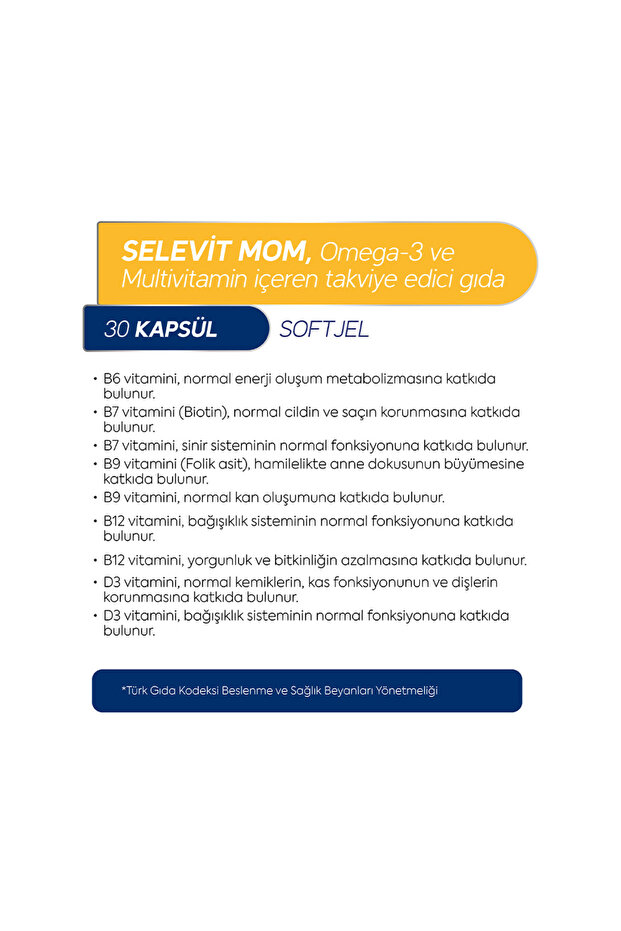 Dr.Henri Selevit Mom Multivitamin Multimineral ve Omega 3 30 Kapsül ...