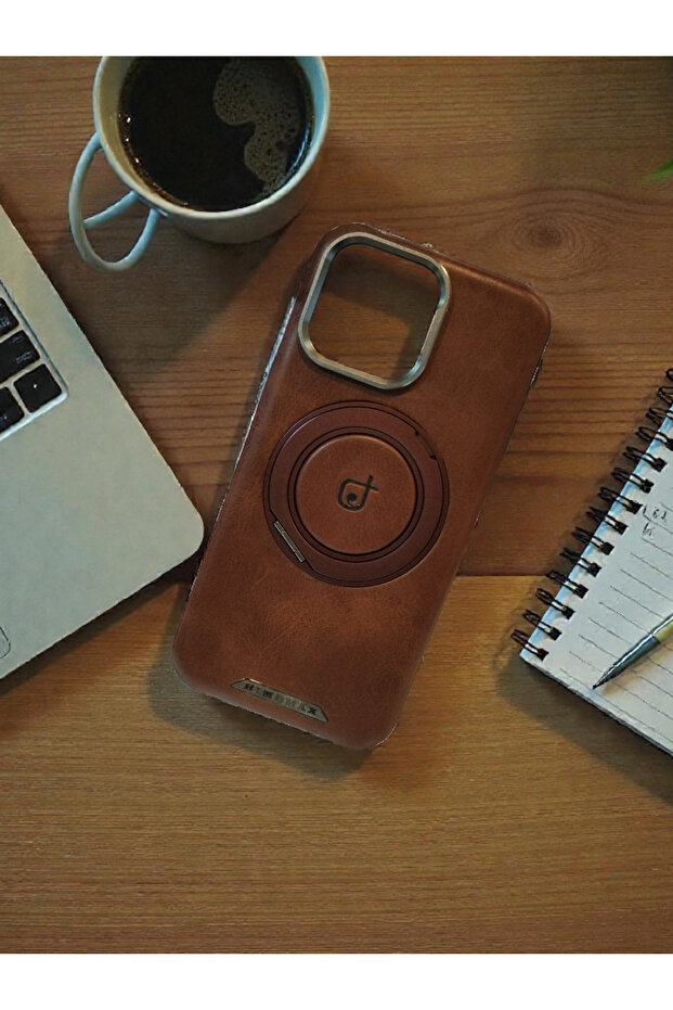 RIMBMAX Premium leather iPhone 15 Pro Max case with magnetic round ...