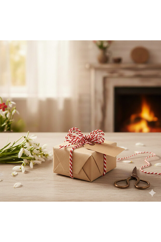 DENİZ ERKUL JEWELRY Beyaz Kırmızı İki Renkli Marteniçka- Paket İpi 5 Mt ...