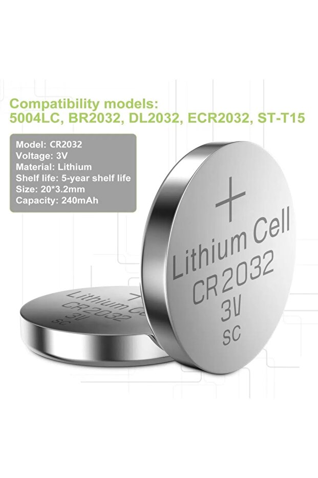 Derwell 100 Adet Cr2032 Lityum Para Pil DR2032 Baskül-Bios-Kepenk ...