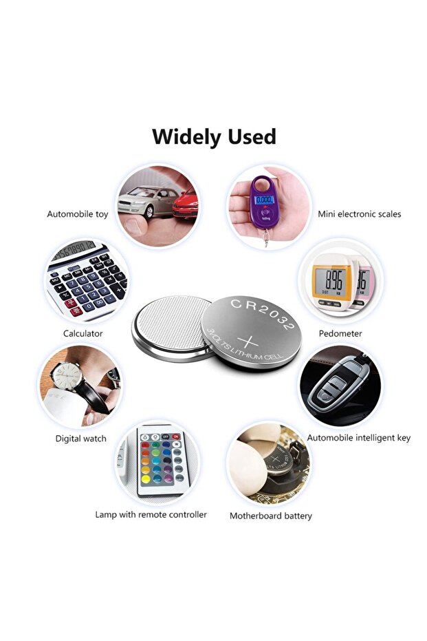 Derwell 100 Adet Cr2032 Lityum Para Pil DR2032 Baskül-Bios-Kepenk ...