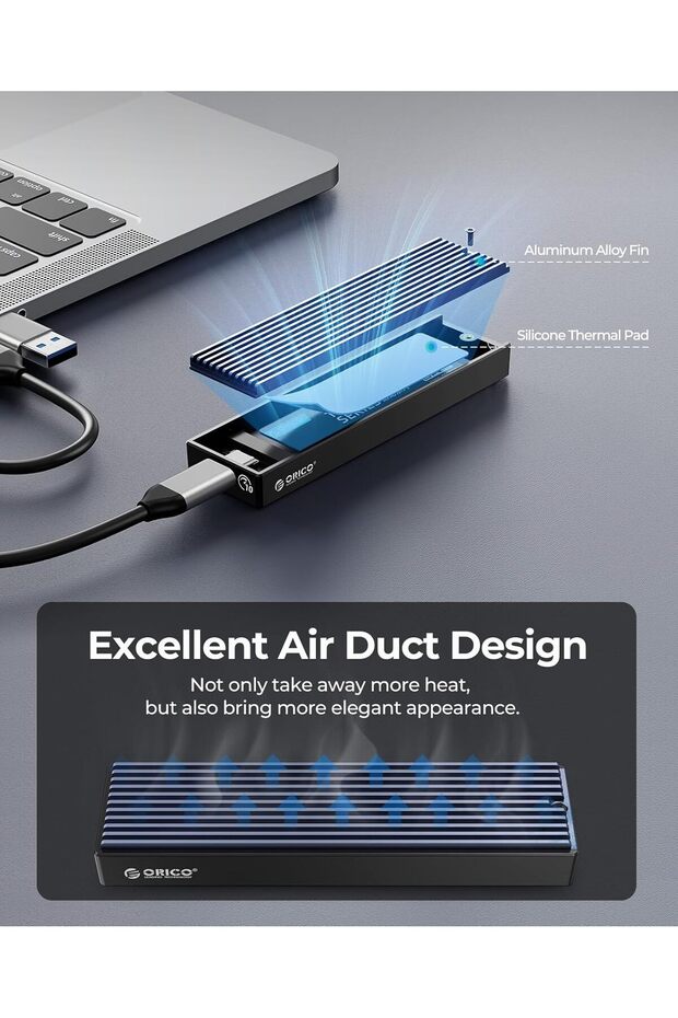 Orico علبة أقراص SSD من نوع M.2 NVMe، منفذ USB 3.1 من الجيل الثاني (10 ...