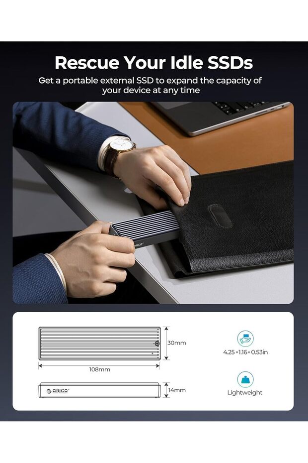 Orico علبة أقراص SSD من نوع M.2 NVMe، منفذ USB 3.1 من الجيل الثاني (10 ...