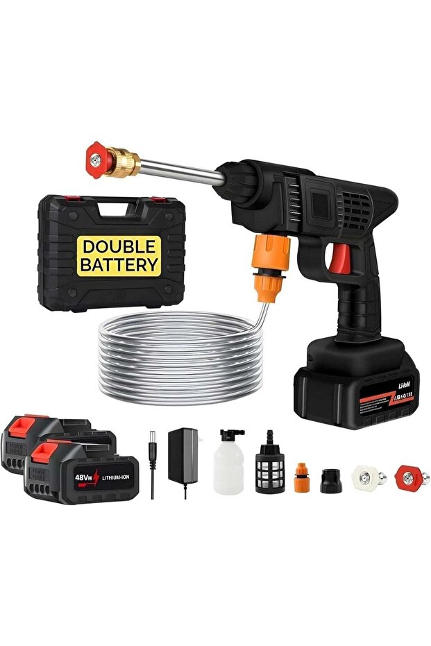 Türkiye 48V Cordless Jet Washer Kit with Dual Battery, Portable High ...